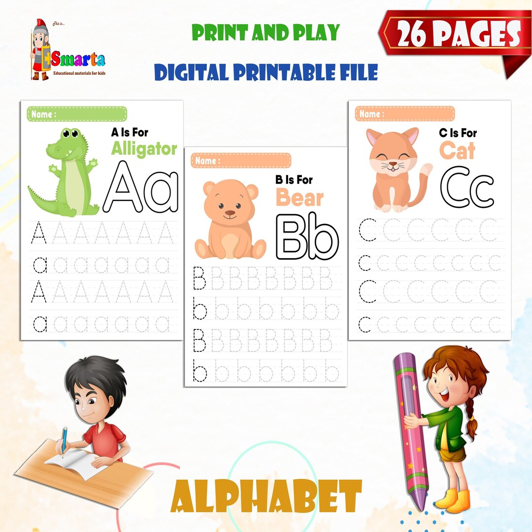 Preschool Alphabet, Preschool Tracing Worksheets - Etsy