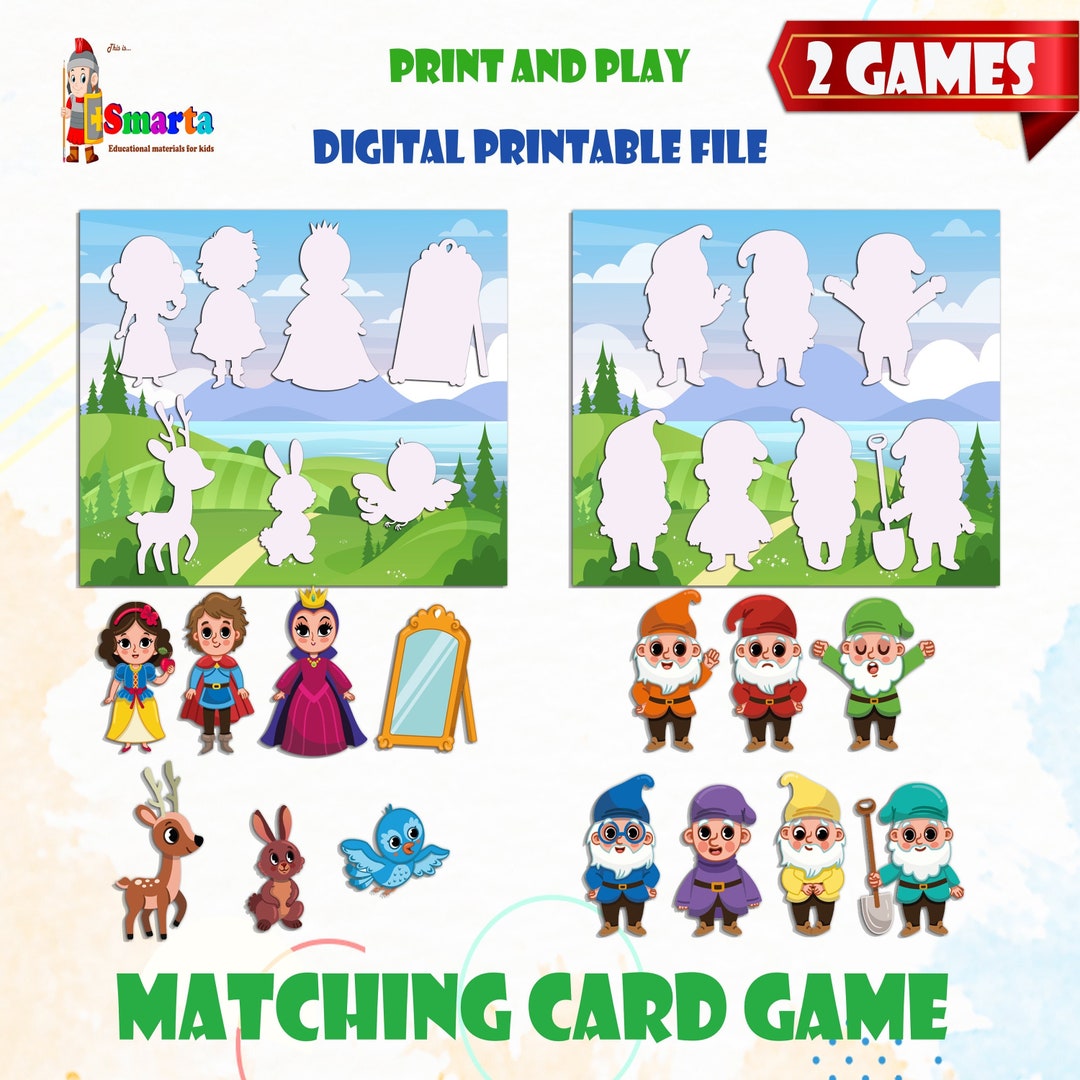 Matching Card Game, Kids Speech Activity, SLP Materials, Snow White ...