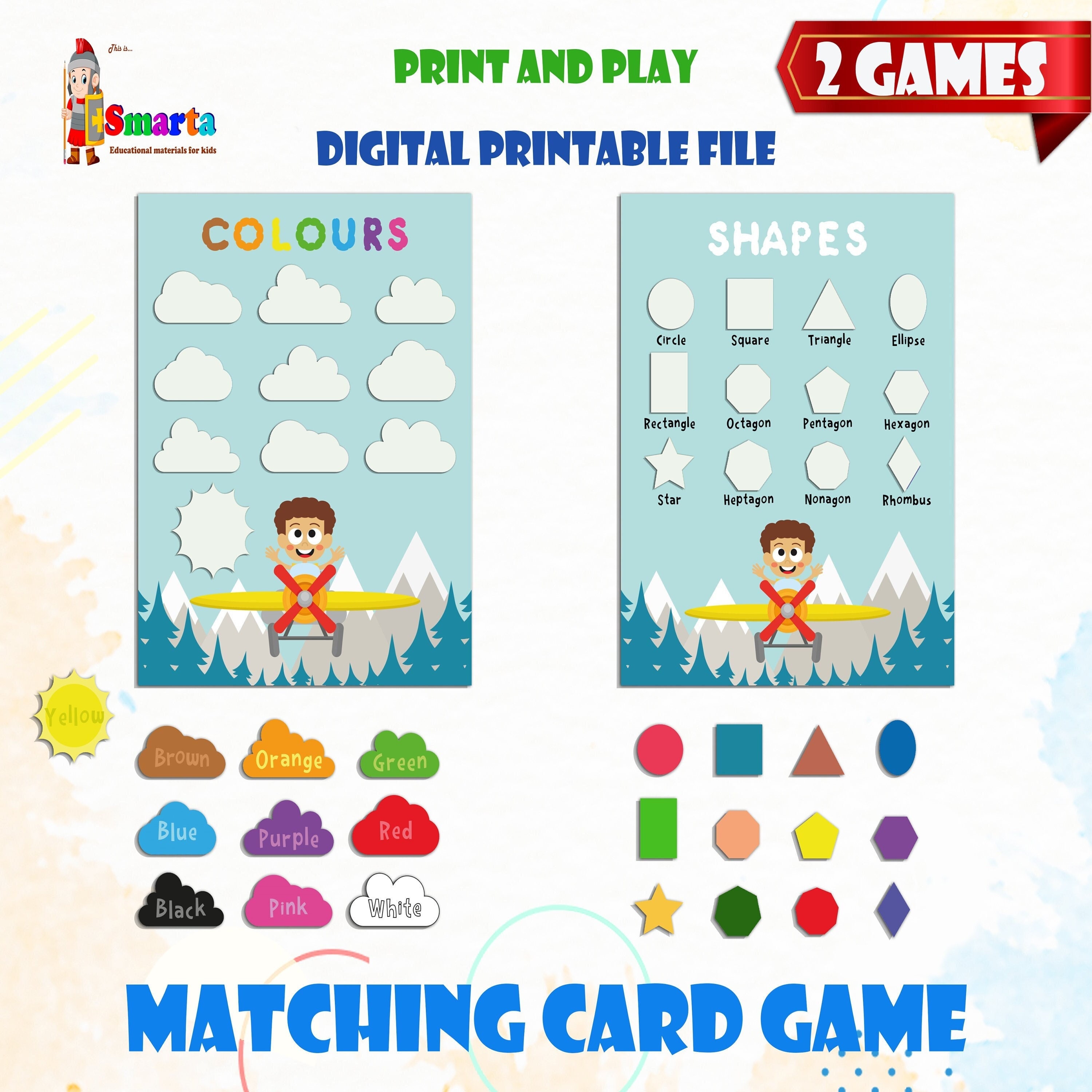 Child Development Activity Matching Card Game Learn Shapes - Etsy