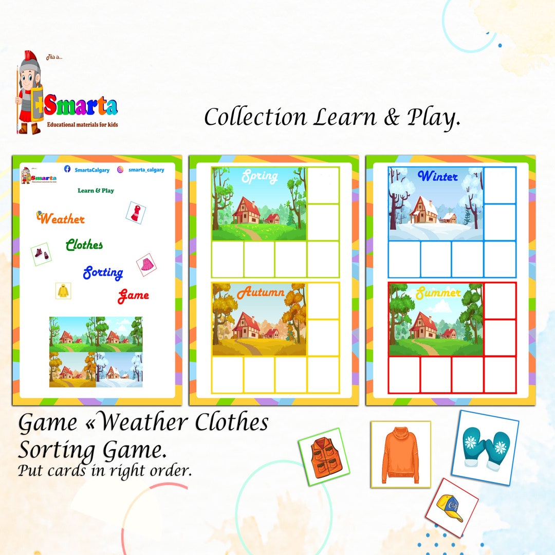 Education Game, Matching Card Game Seasons - Etsy