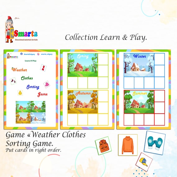 Education Game Matching Card Game Seasons - Etsy