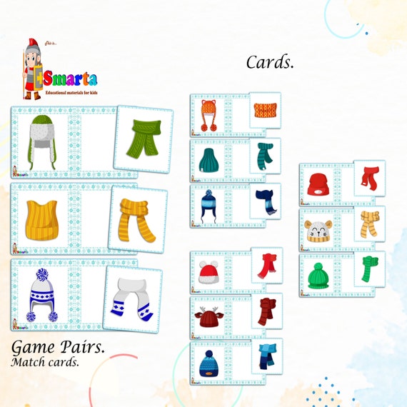 Matching Card Game Kids Sorting Game Hats - Etsy