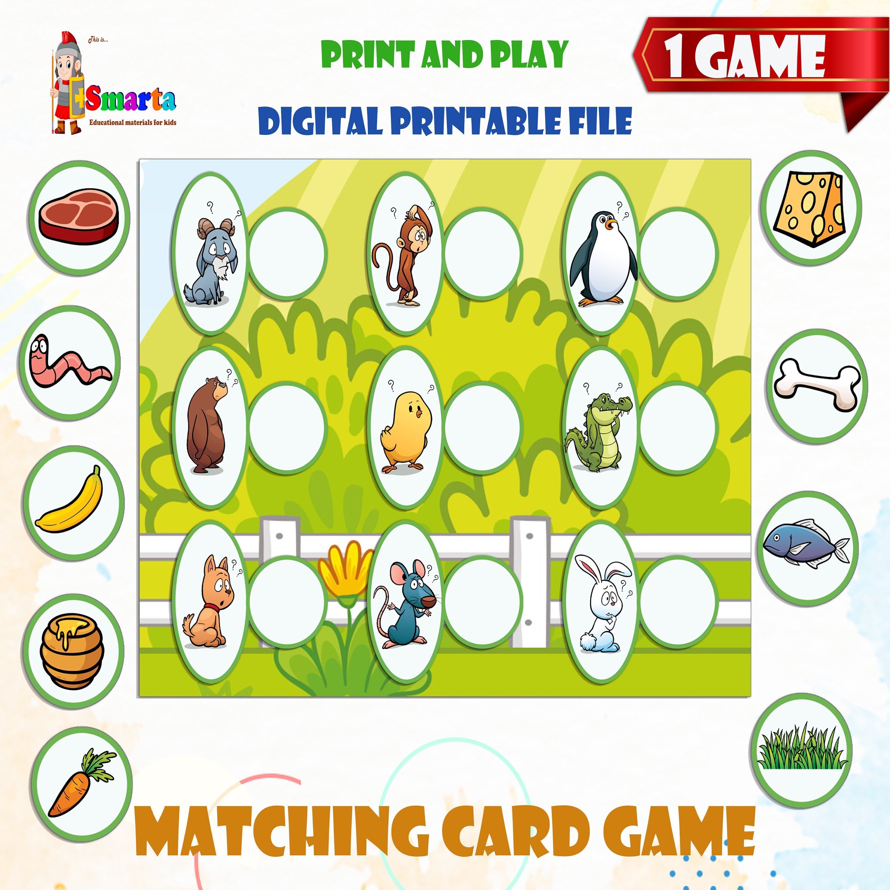 Child Development Matching Card Game Learn Animals - Etsy