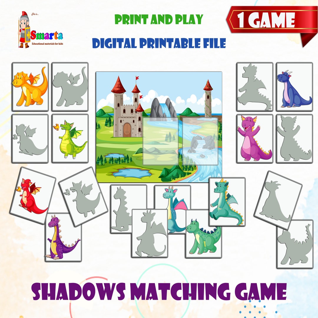 Matching Card Game, Dragons Activity - Etsy