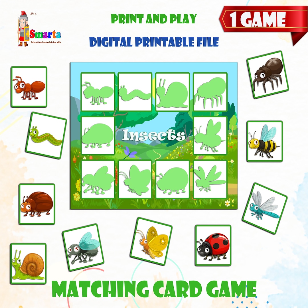 Preschool Curriculum, Matching Card Game Insects - Etsy