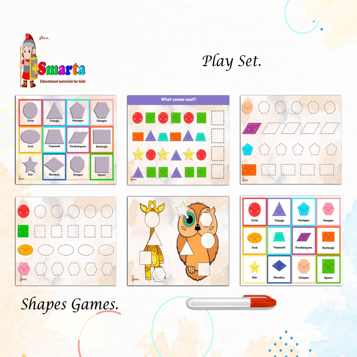 Preschool Curriculum Preschool Worksheets Shapes - Etsy