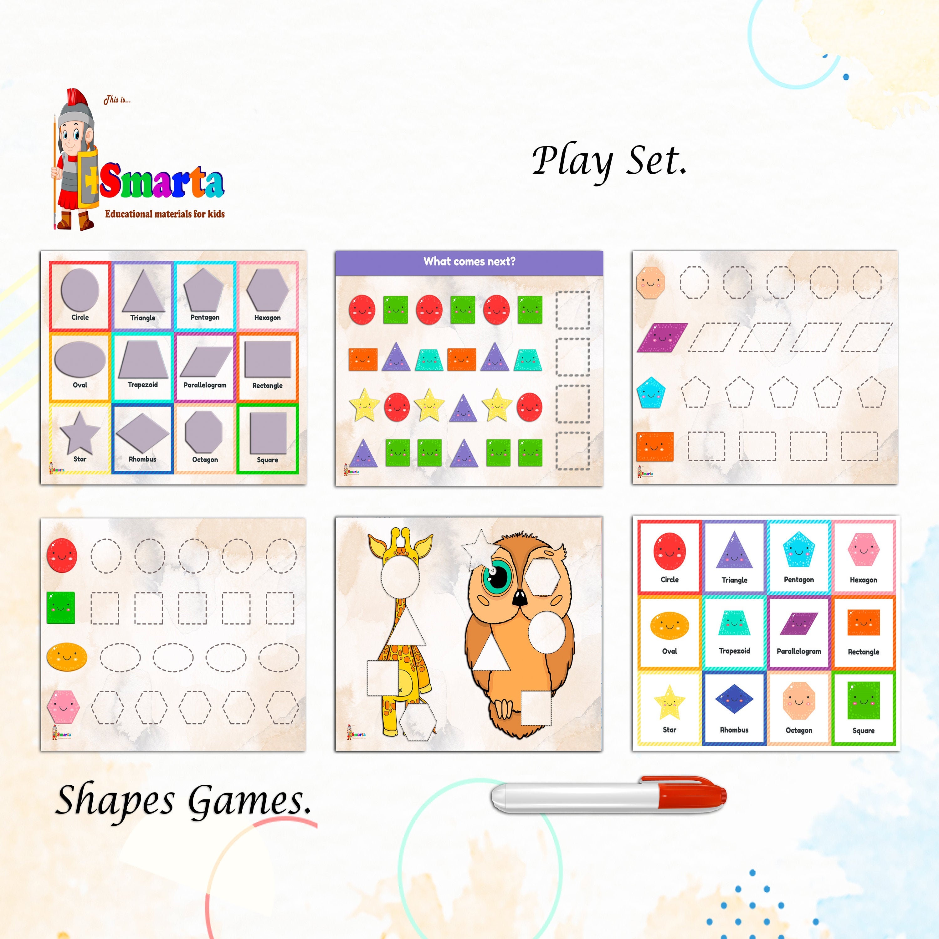 Preschool Curriculum, Preschool Worksheets Shapes - Etsy