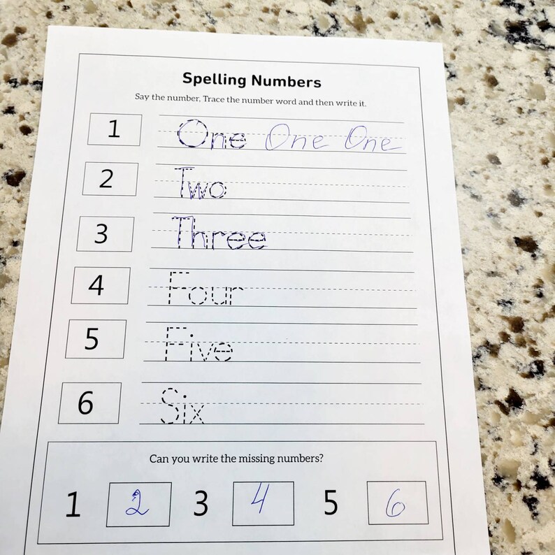 Preschool Tracing Numbers Handwriting Practice Spelling | Etsy