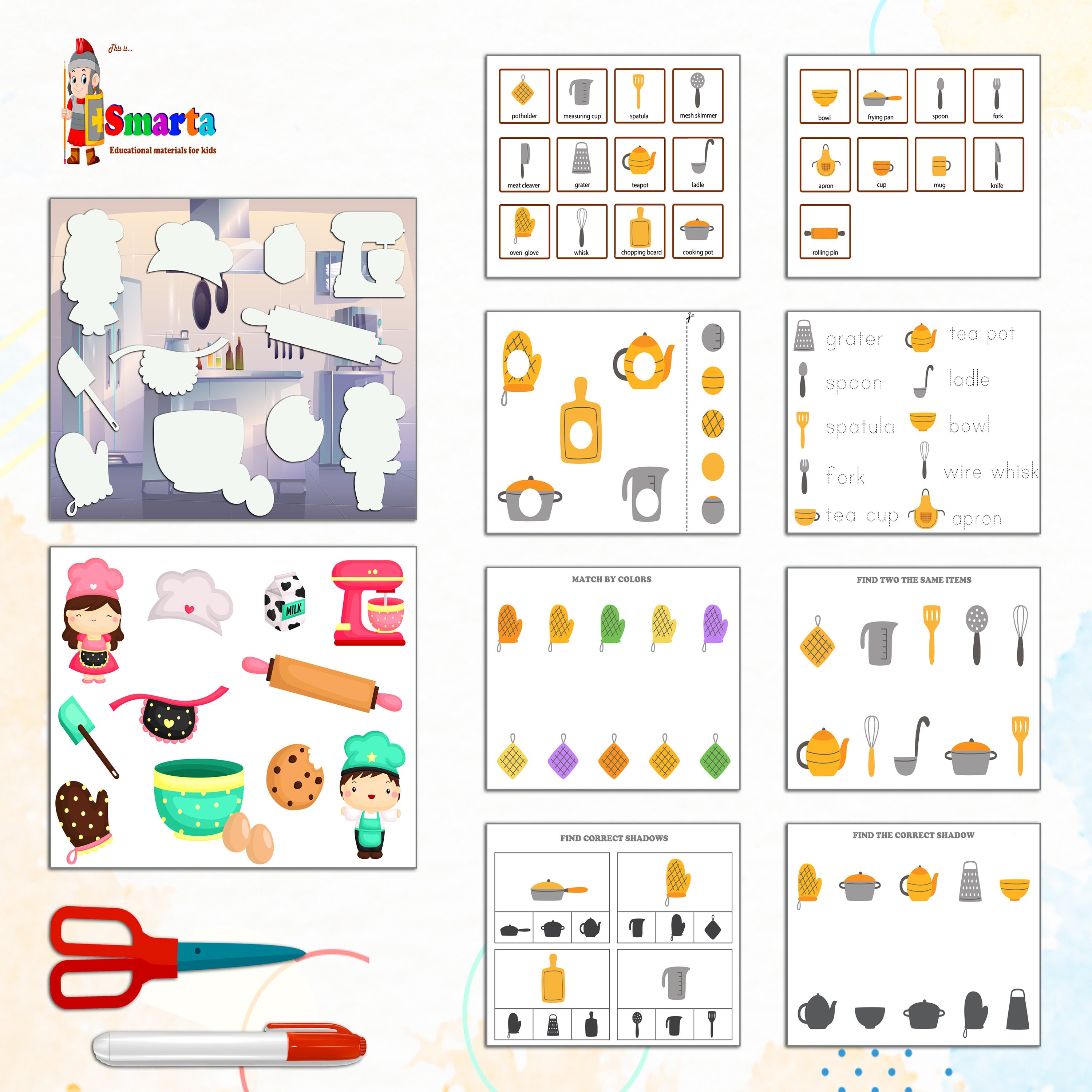 Bakery Preschool Worksheets: Educational Activity Set (50 Pages ...