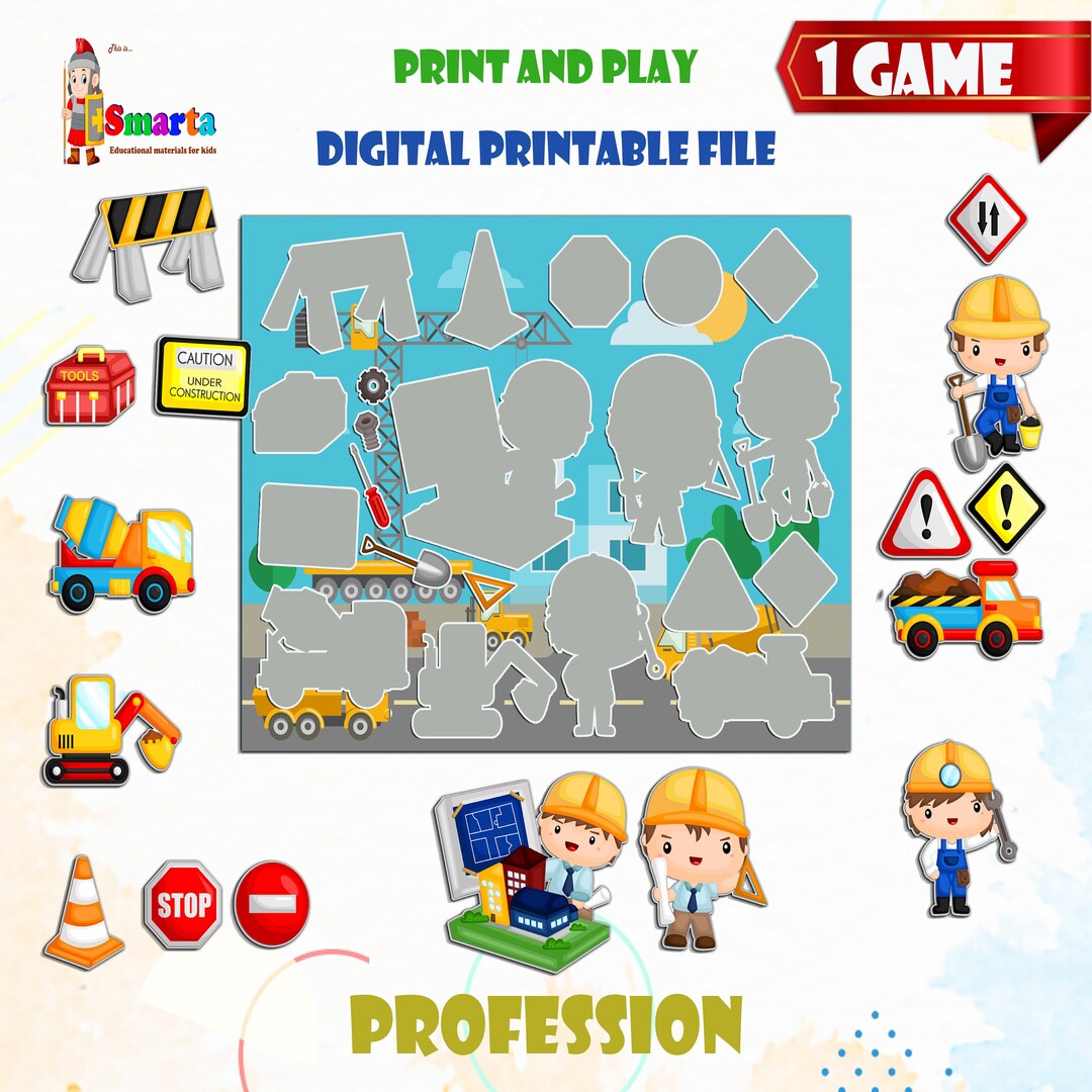 Matching Card Game, Occupation Printable - Etsy