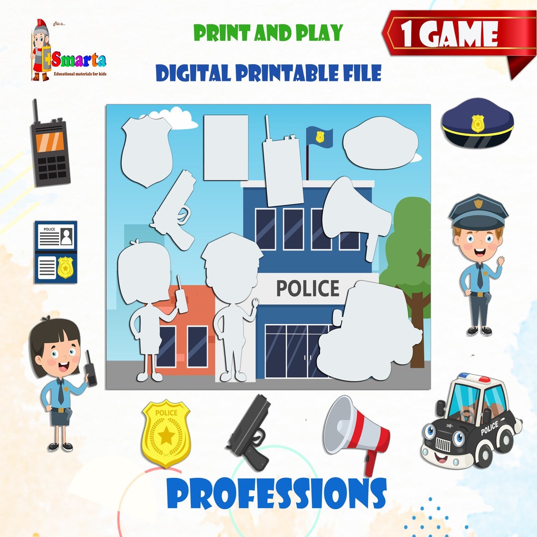 Printable Curriculum, Matching Card Game Police - Etsy