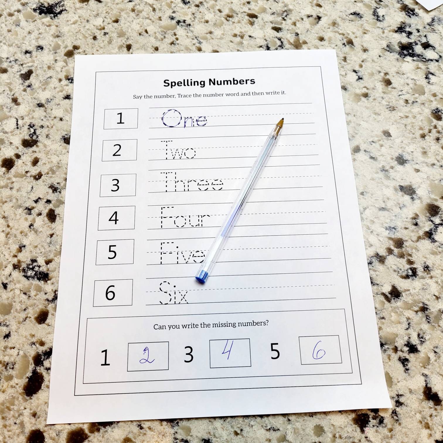 Preschool Tracing Numbers Handwriting Practice Spelling - Etsy