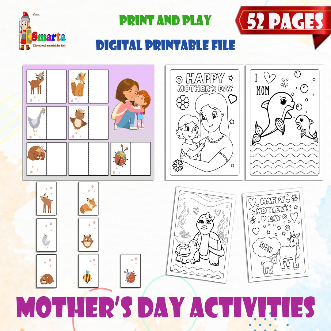 Printable Curriculum, Matching Card Game, Mothers Day Pages - Etsy