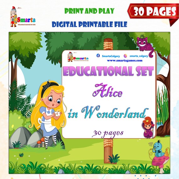 Preschool worksheets Alice in Wonderland | Etsy
