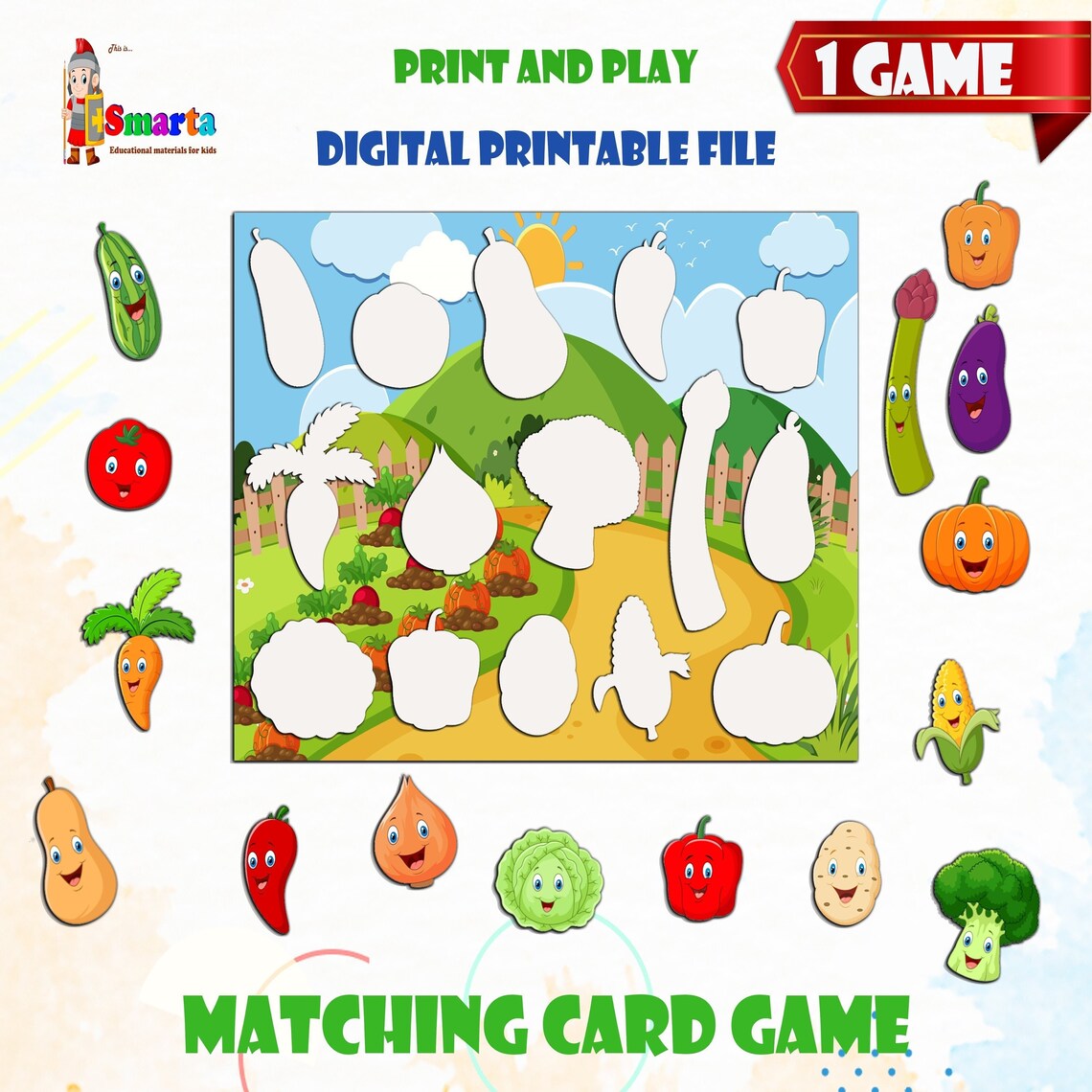 Preschool Curriculum Matching Card Game Vegetables | Etsy