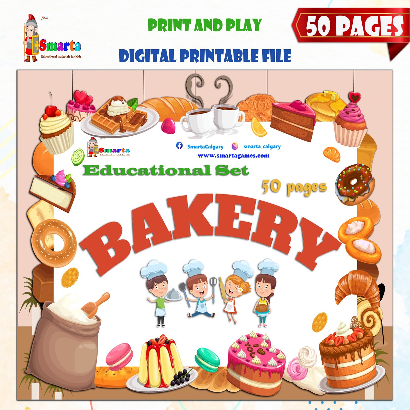 Preschool Worksheets, Educational Activity Bakery - Etsy