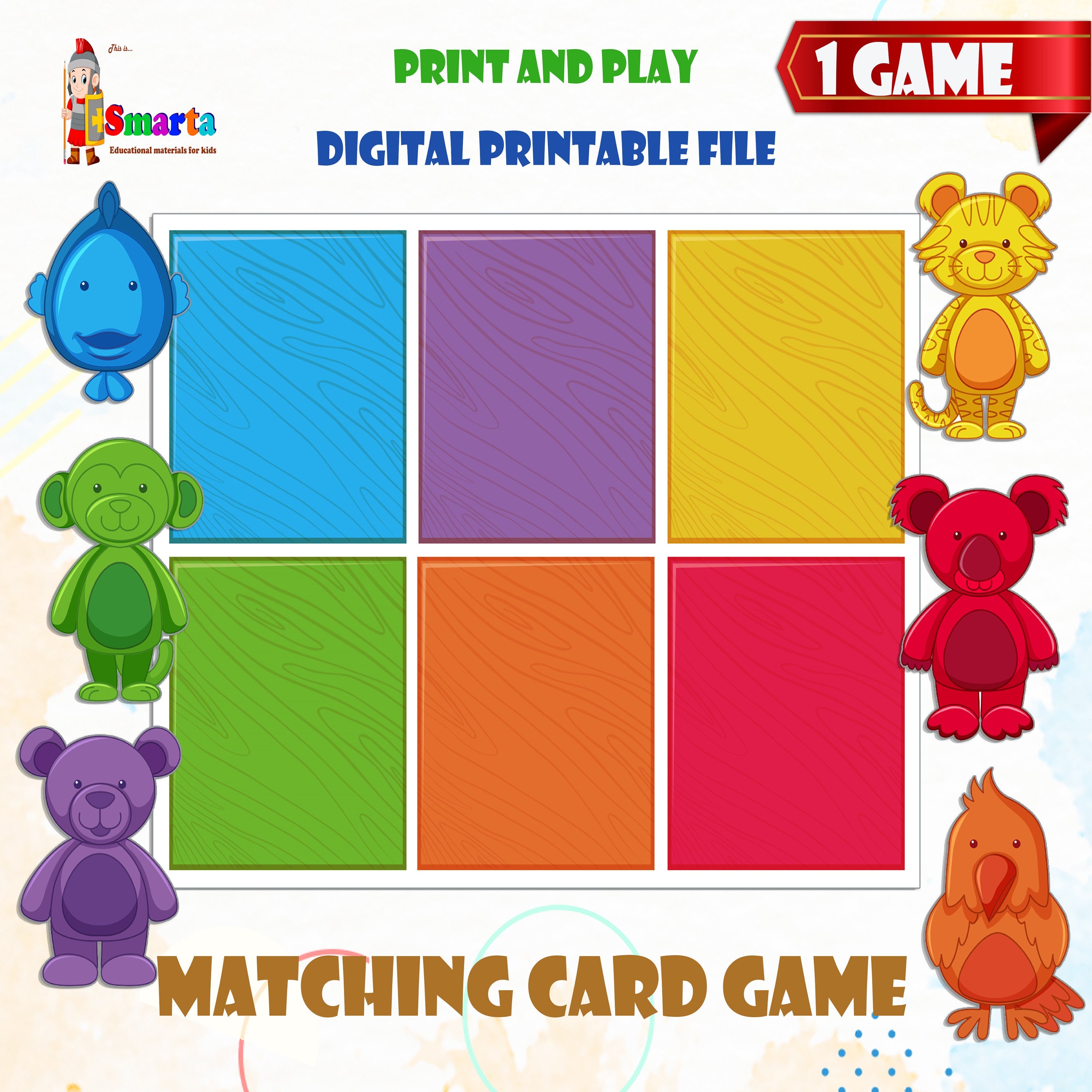 Early Education, Matching Card Game Colors - Etsy