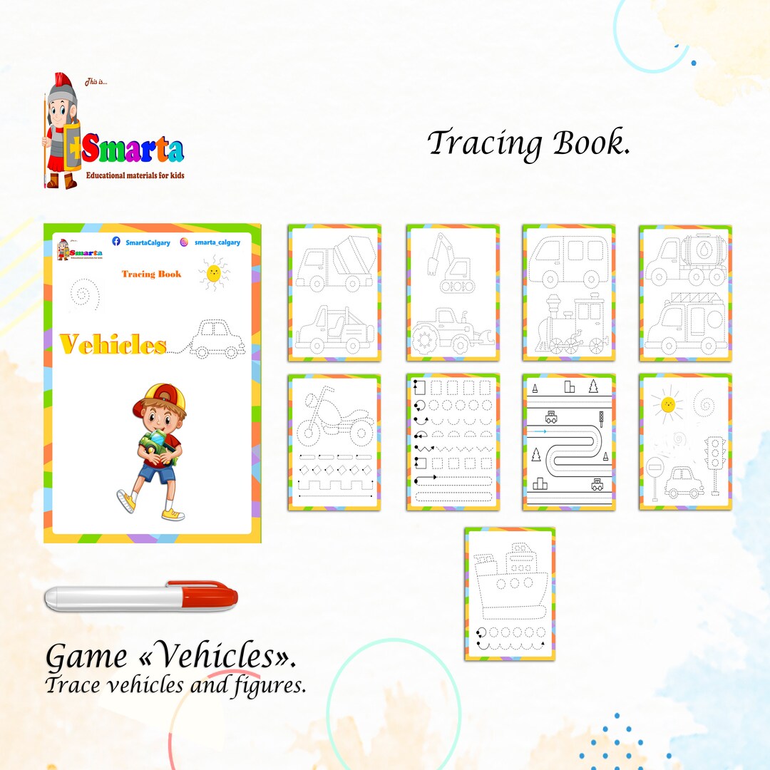 Preschool Learning, Tracing Worksheets Vehicles - Etsy