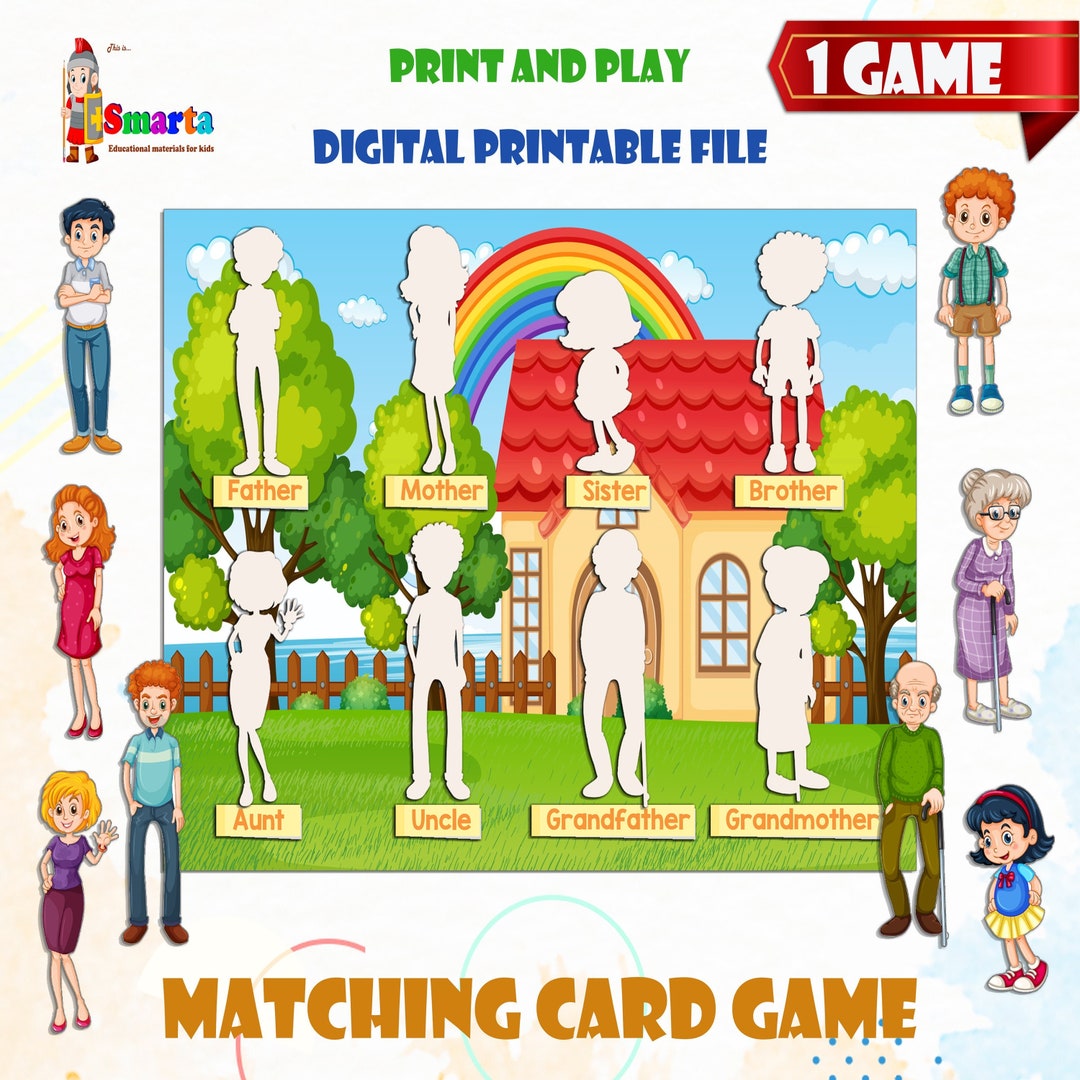 Child Development, Matching Card Game My Family - Etsy