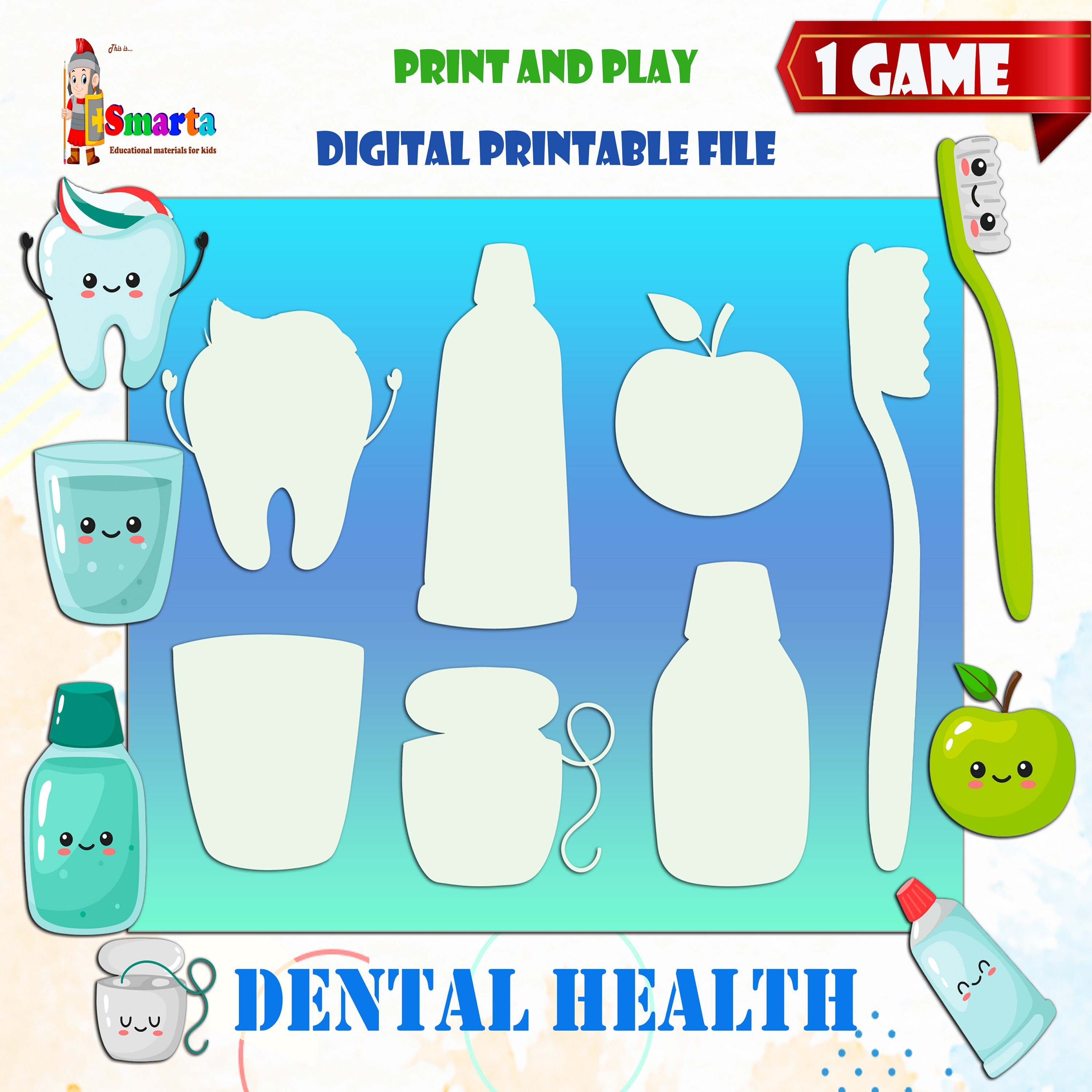 Matching Card Game, Dental Health - Etsy