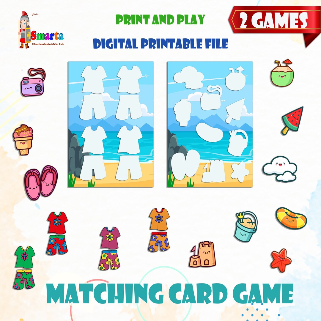 Preschool Curriculum, Matching Card Game, Toddler Quiet Book Pages - Etsy