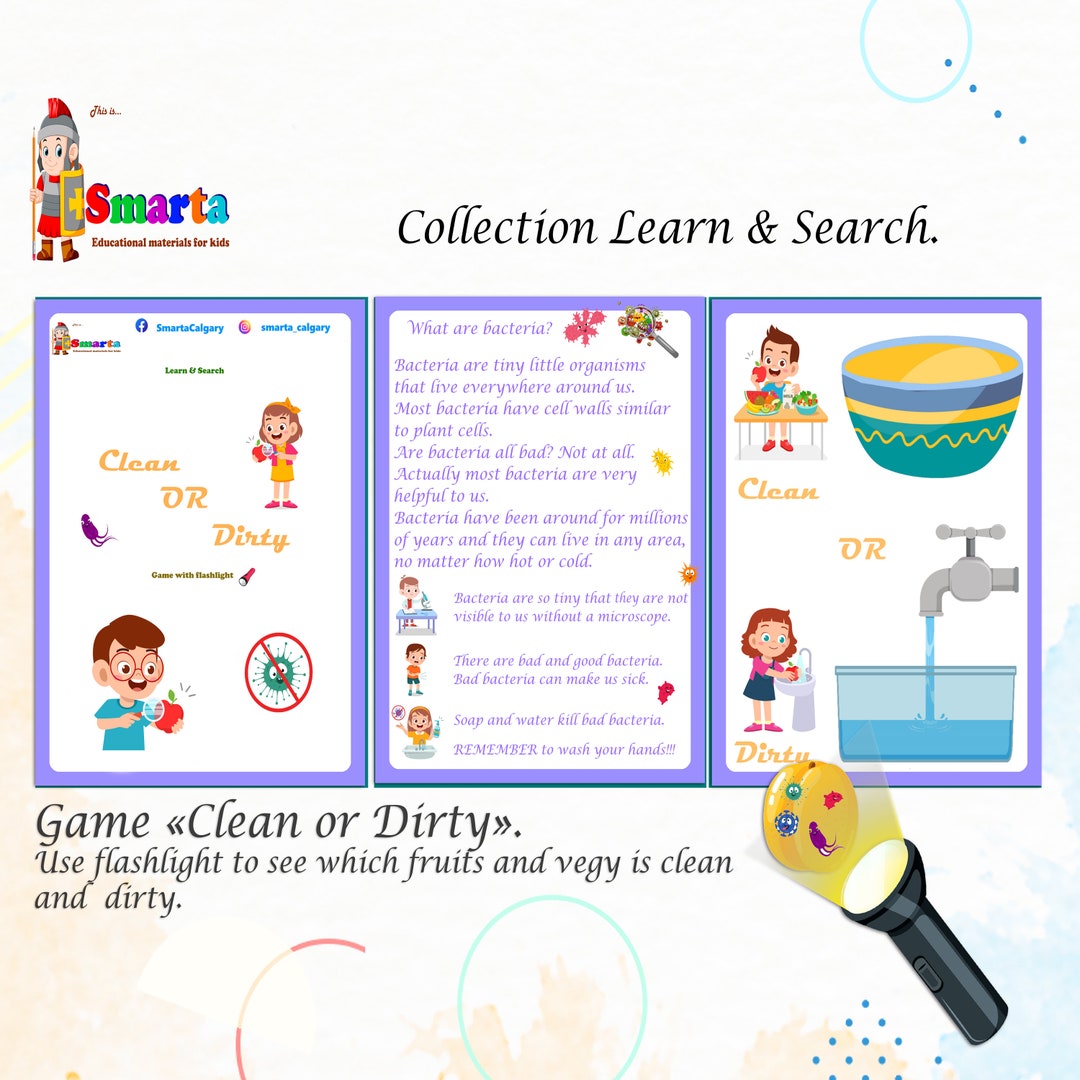 Educational Activity, Matching Card Game Clean and Dirty - Etsy