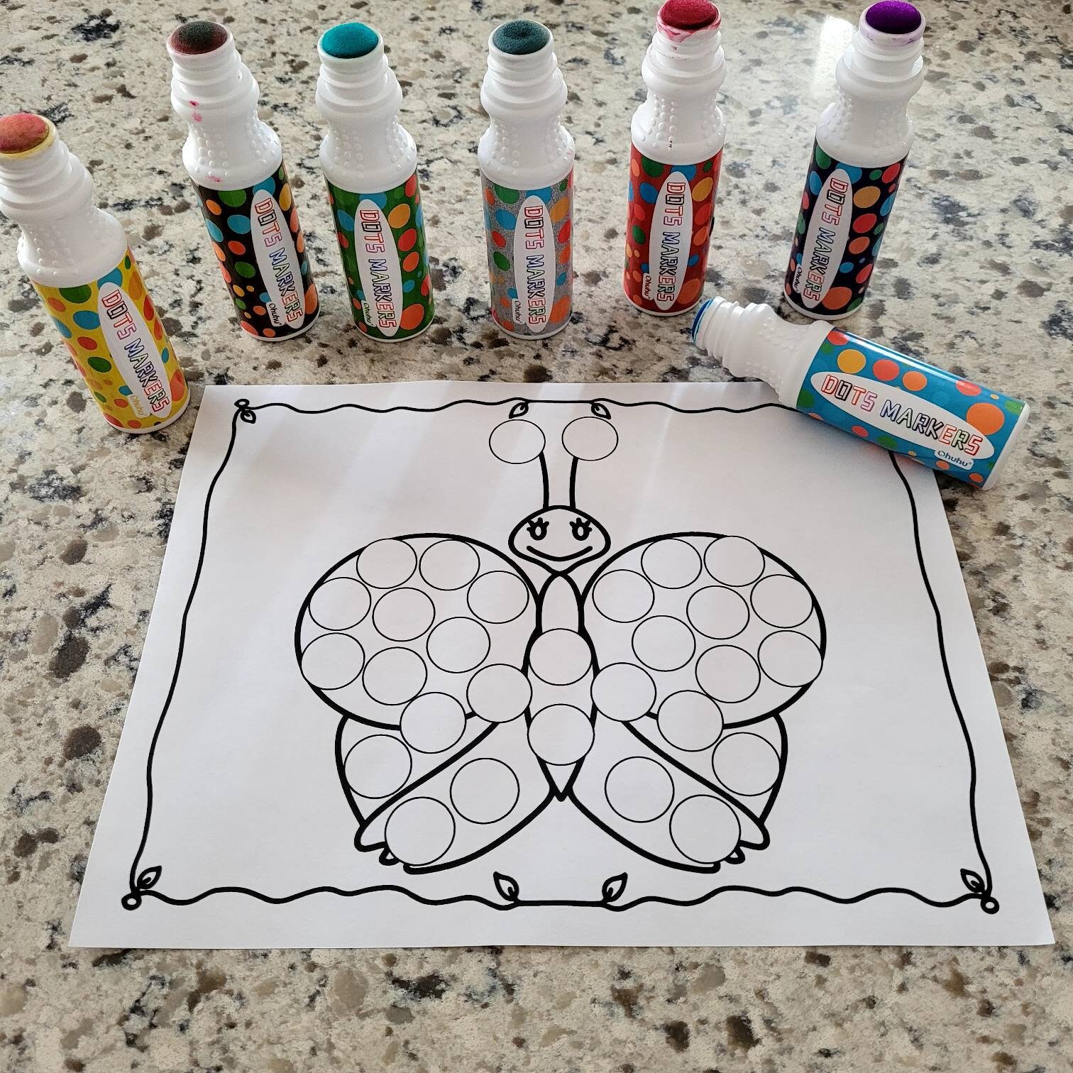 Preschool Art Worksheets Butterflies Coloring Pages Dot - Etsy