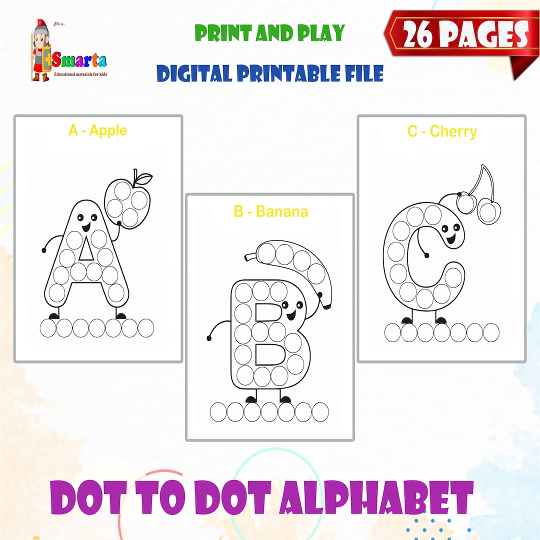 Preschool Alphabet, Dot to Dot Alphabet Activity - Etsy