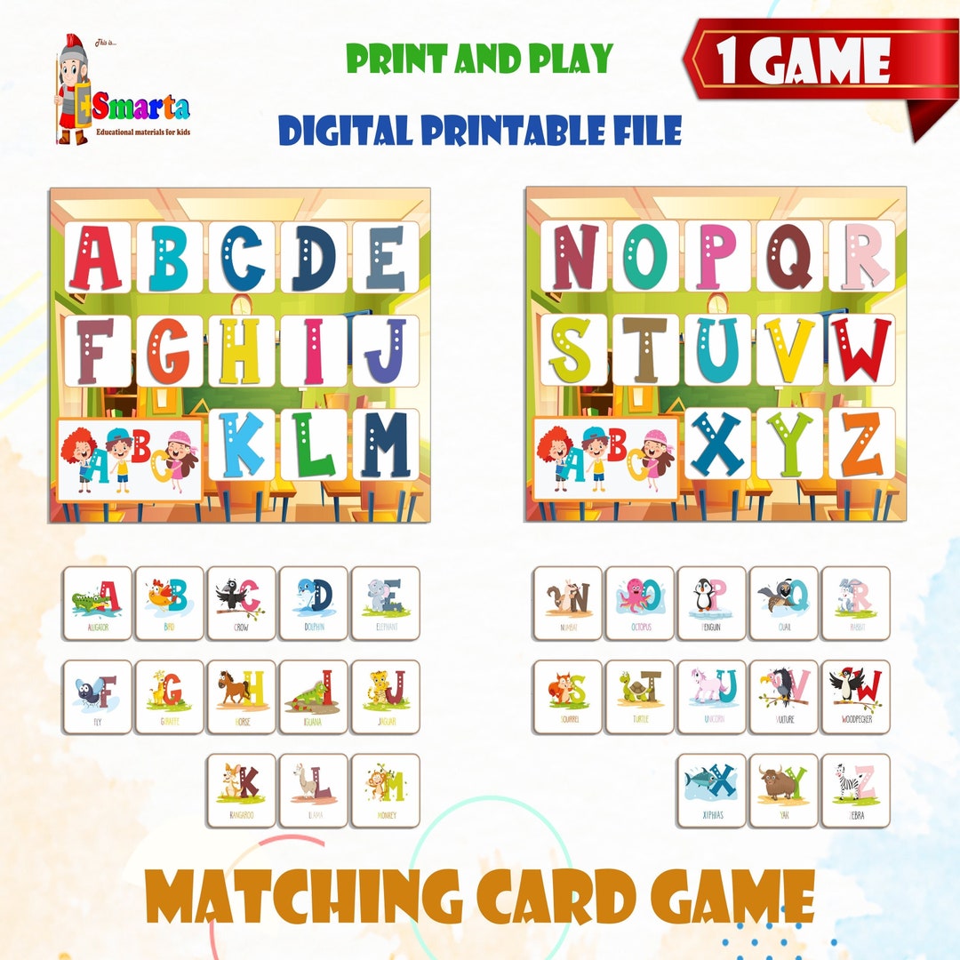 Preschool Alphabet, Matching Card Game Alphabet - Etsy