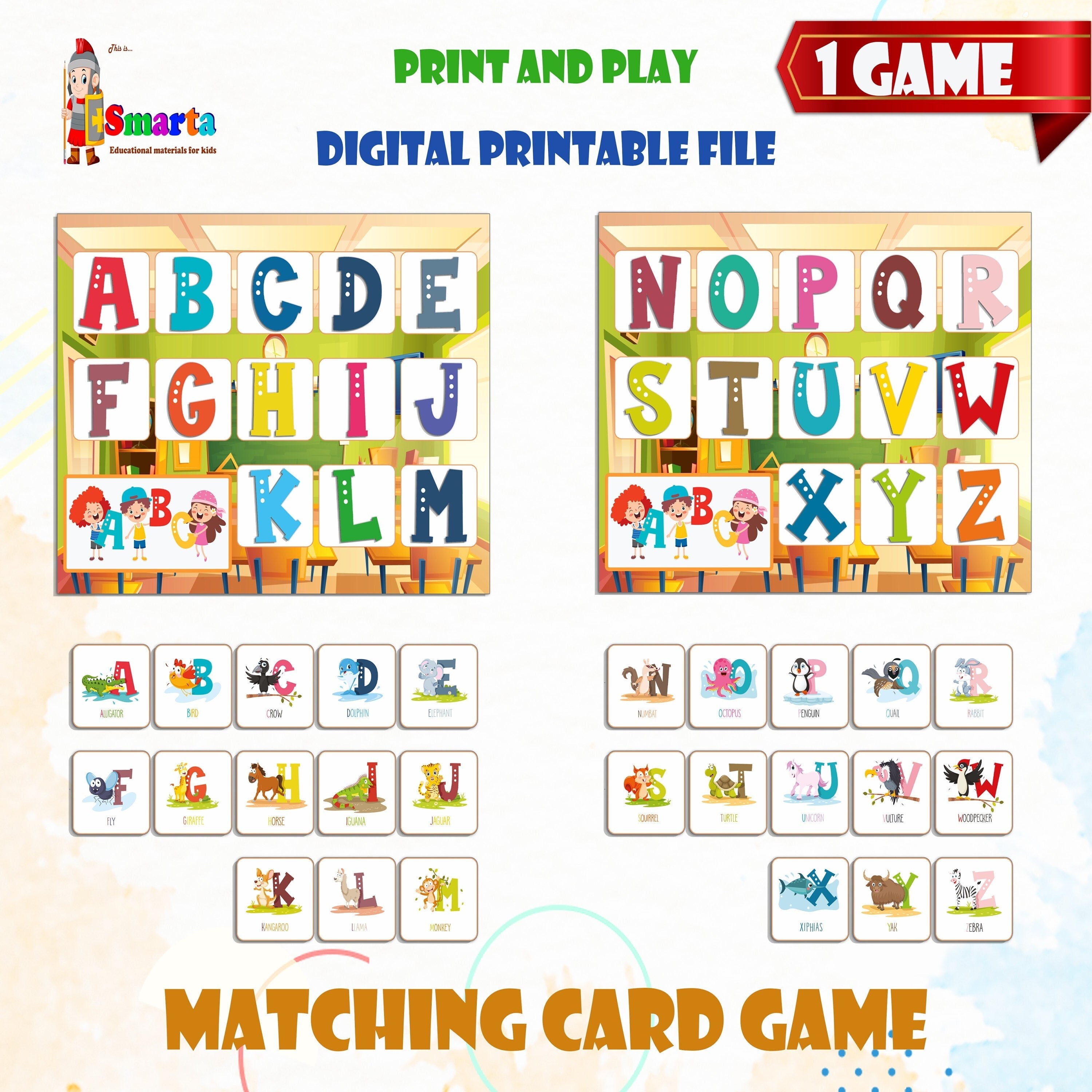 Preschool Alphabet Matching Card Game Alphabet | Etsy