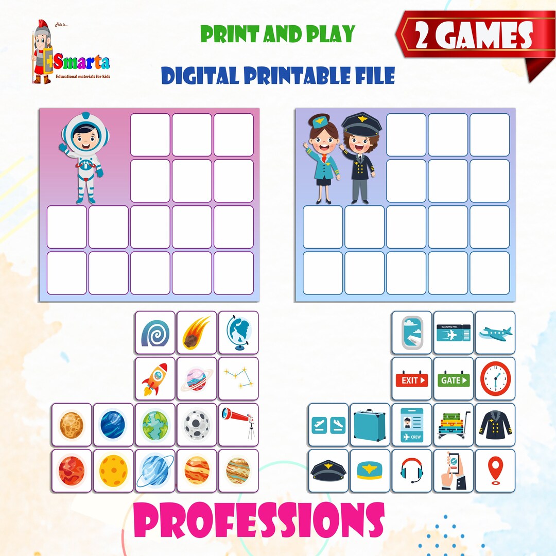 Preschool Curriculum, Vocabulary Game, Professions Activity - Etsy