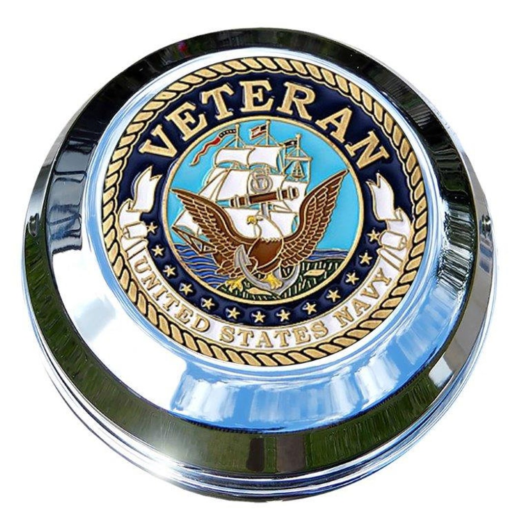 Motordog69 Harley Gas Cap Coin Mount Set With Veteran Navy for Softail ...