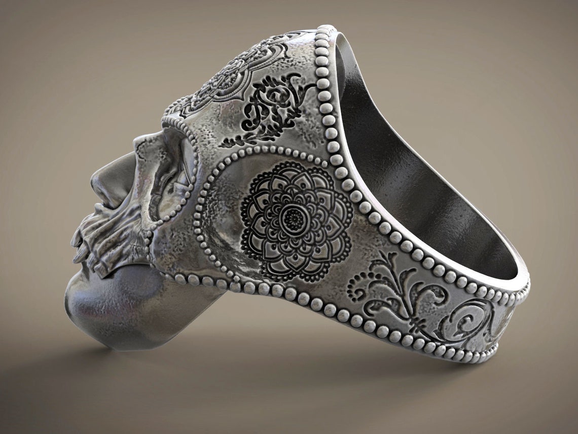 Sugar Skull Ring Ultra Realistic 3d Printed Wax Pattern for - Etsy