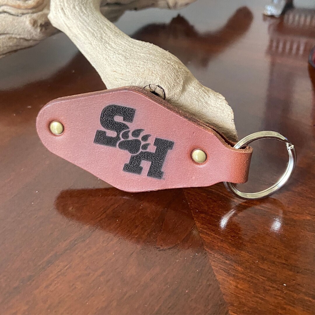 Sam Houston State University Personalized Leather Keychain Bearkats - Etsy