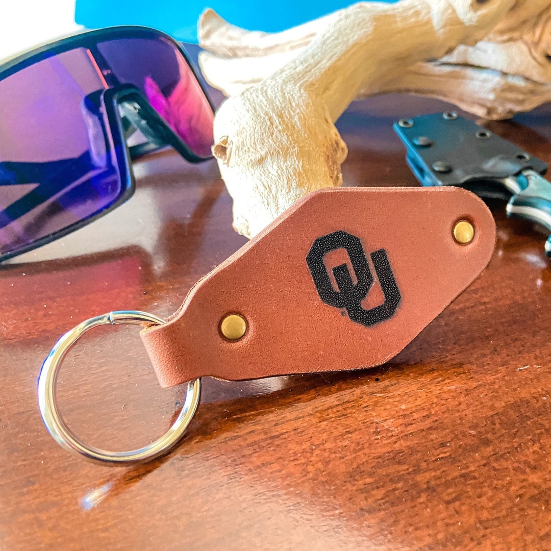 Oklahoma Sooners Leather Keychain University of Oklahoma - Etsy