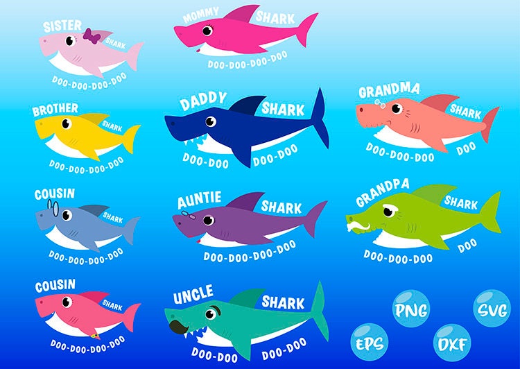 Baby shark svg family shark clipart baby shark birthday shirt | Etsy
