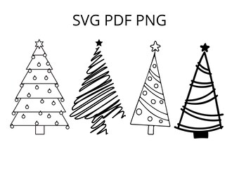 Christmas Tree Svg,pine Tree,christmas Svg Bundle,hand Drawn,xmas,dxf ...