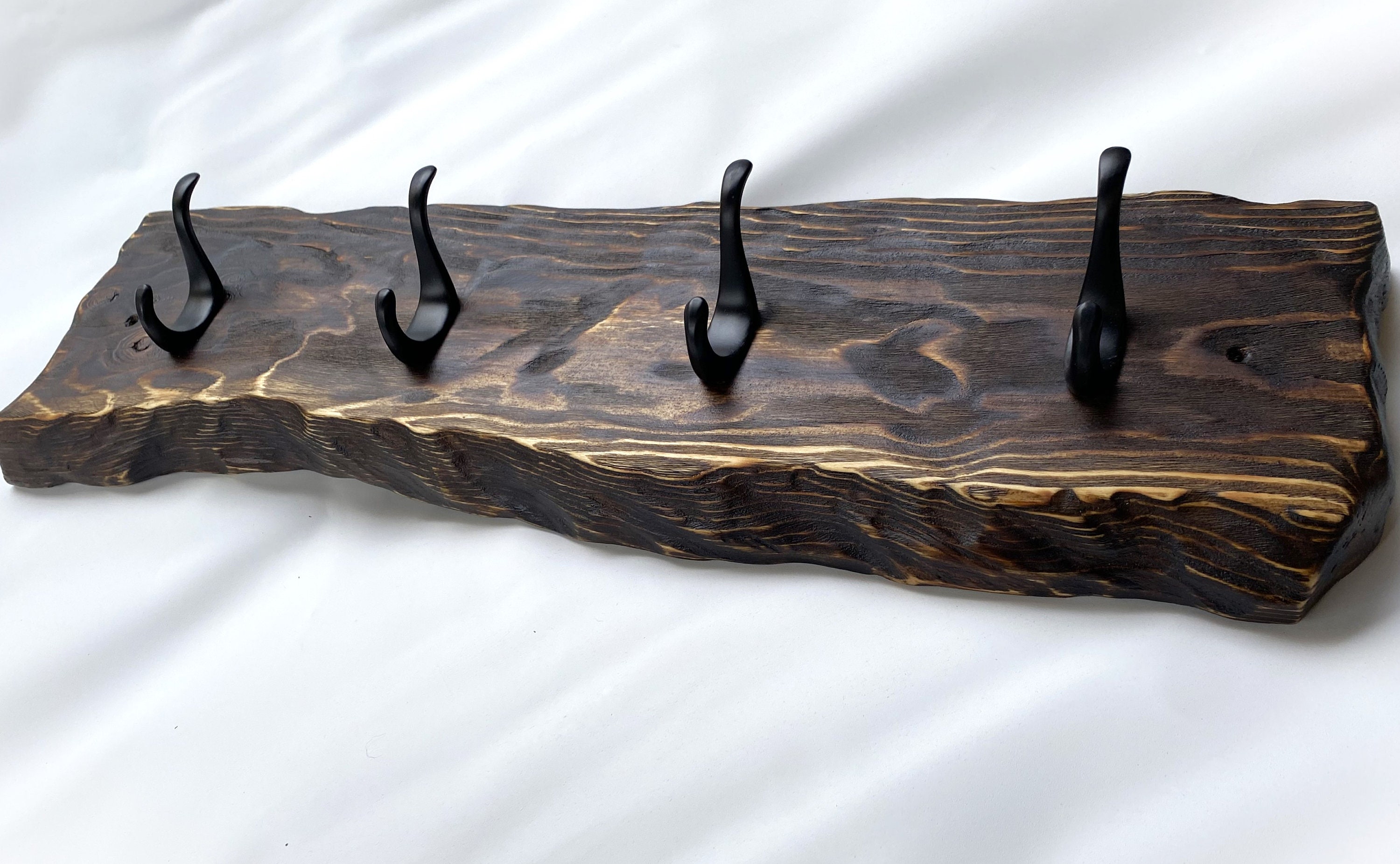 COAT RACK Live Edge, Rustic Style, 4 Hooks. H 21 - Etsy