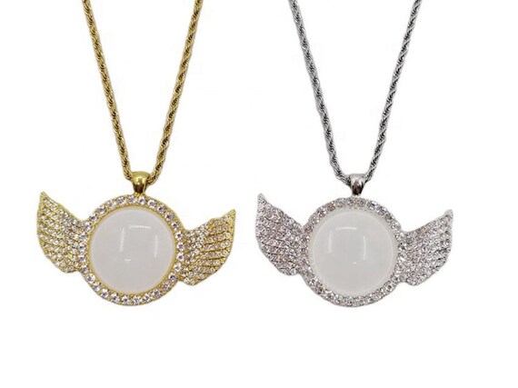 Angel Wing Sublimation Blank Necklace Silver Only Etsy