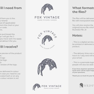 Premade Boho Logo, Fox Logo, Gypsy Logo, Flower Logo, Minimalist Logo ...