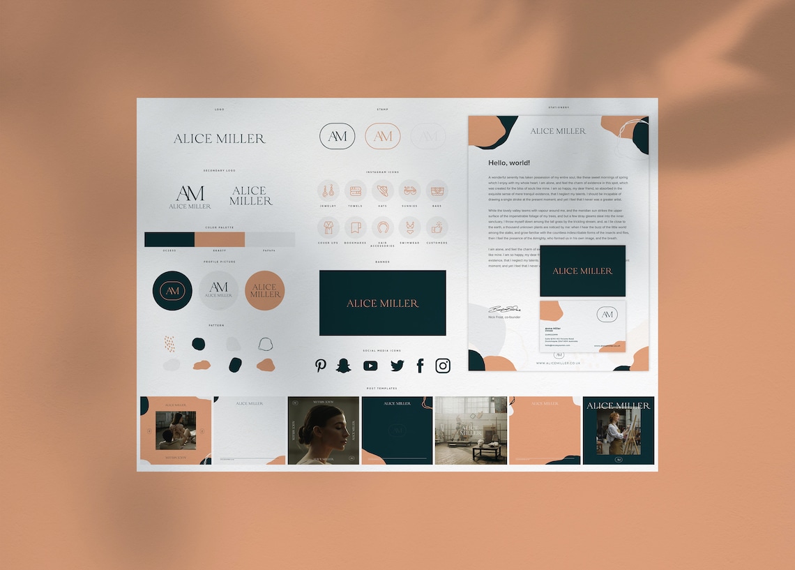 Brand identity kit Custom Logo with social media branding kit | Etsy