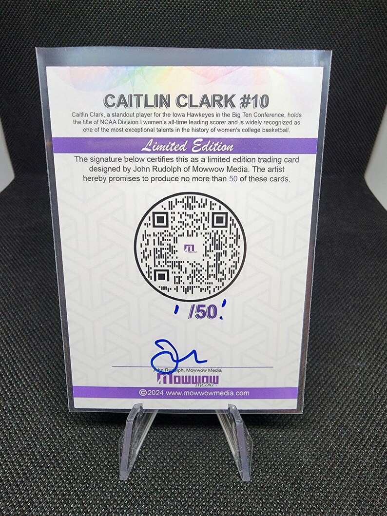 Caitlin Clark 10 Color Blast Custom RC Art Card Iowa Hawks Numbered /50 ...