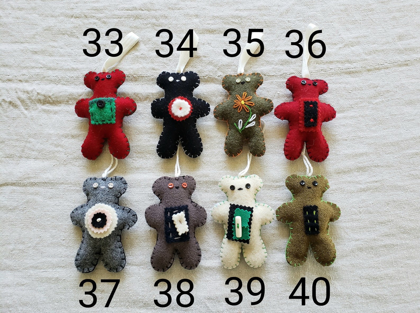 Wool Teddy Bear Ornament Handmade Assorted Colors Designs - Etsy