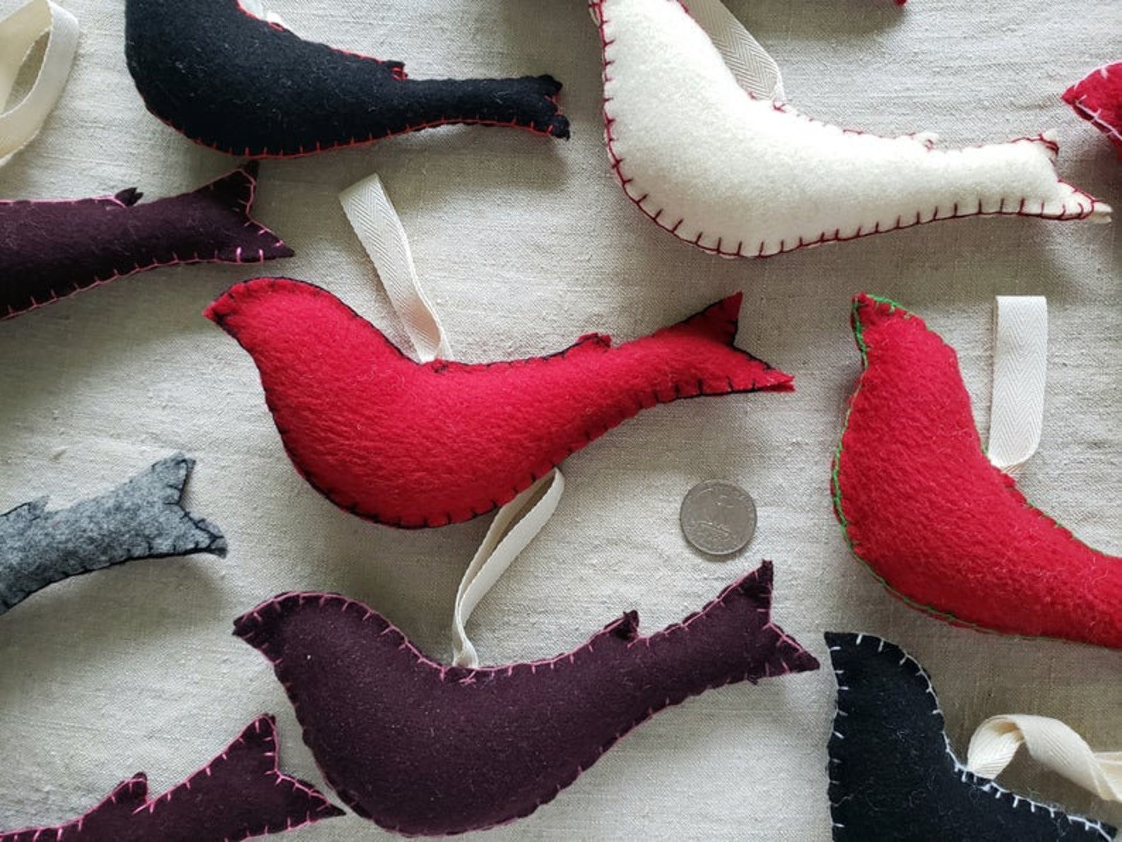 Wool Bird Ornament Handmade - Christmas Valentine Tree Decoration ...