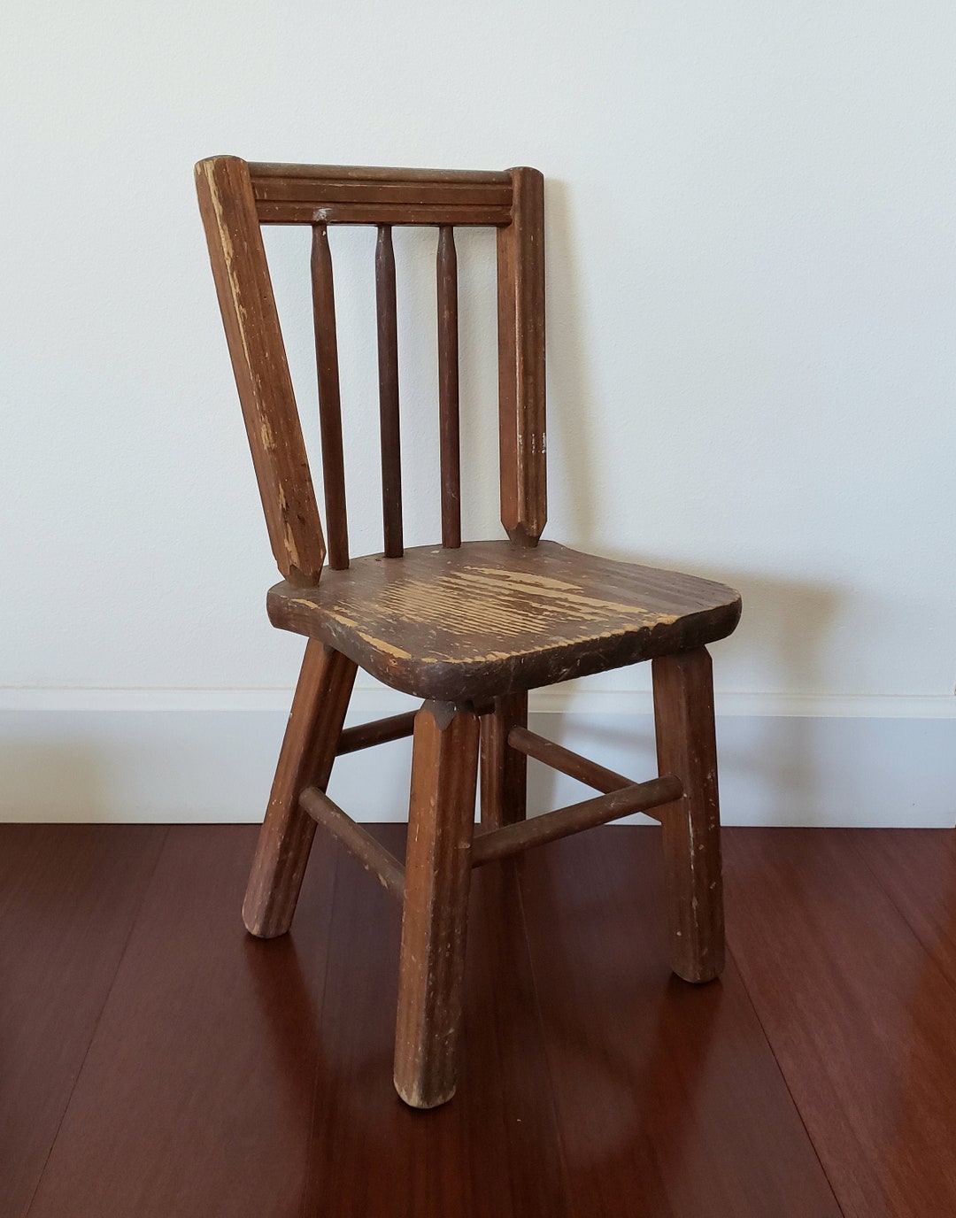 Vintage Wood Child's Chair - Petite Small Kids Desk Kitchen Seat ...
