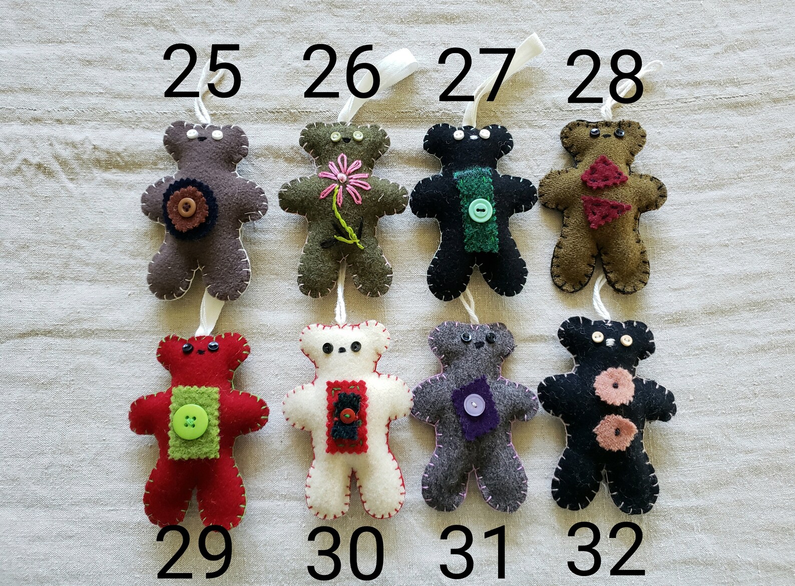 Wool Teddy Bear Ornament Handmade Assorted Colors Designs - Etsy