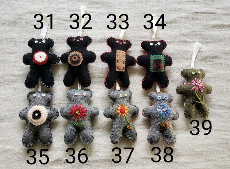 Wool Teddy Bear Ornament Handmade Assorted Colors Designs - Etsy