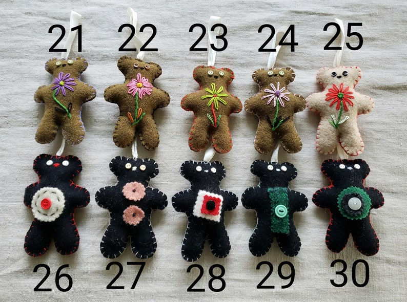 Wool Teddy Bear Ornament Handmade Assorted Colors Designs - Etsy