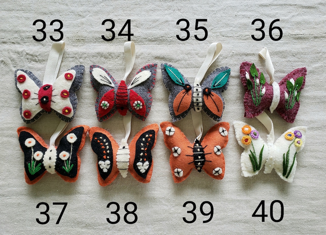 Wool Butterfly Ornament Handmade Beautiful Custom Colors | Etsy