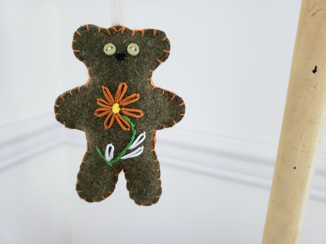 Wool Teddy Bear Ornament Handmade Assorted Colors Designs - Etsy